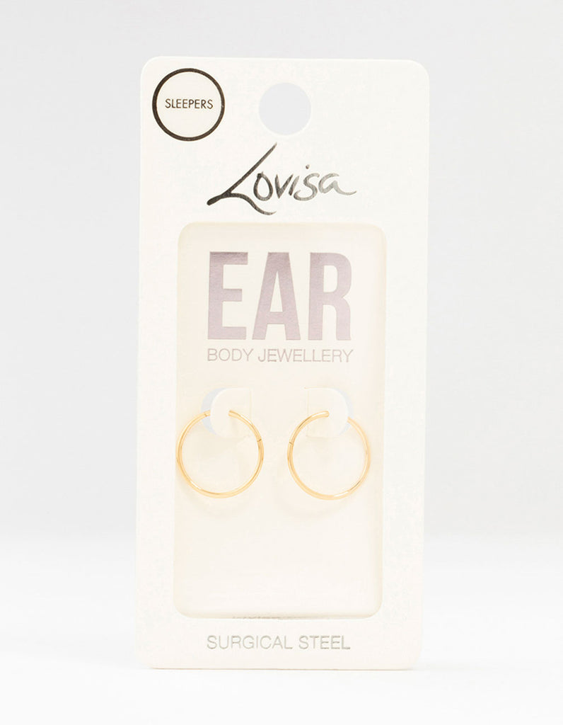 Gold Plated Surgical Steel Sleeper Earrings 14MM - Lovisa