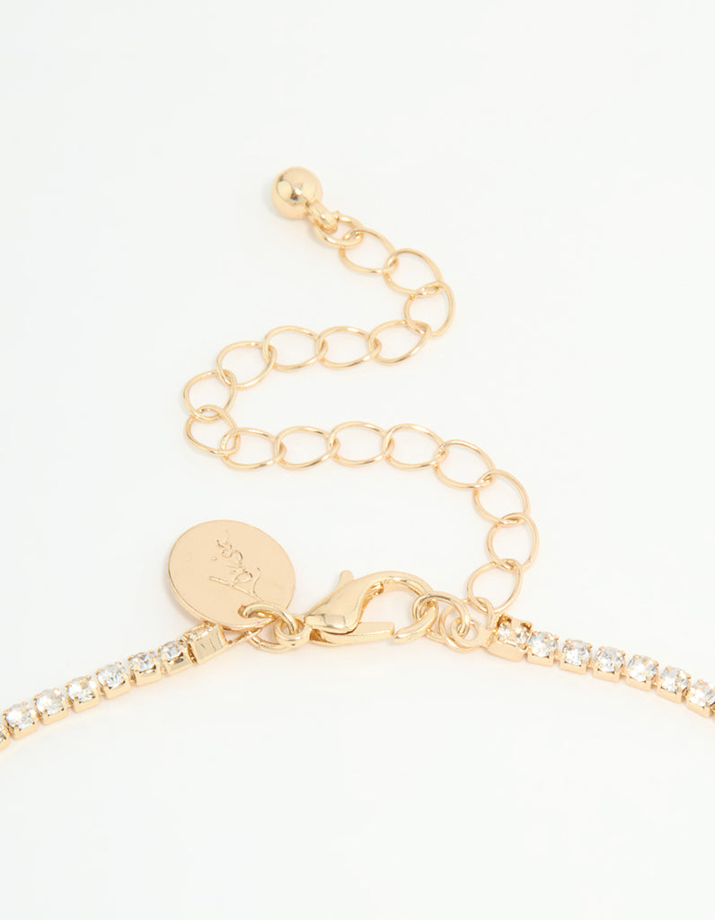Gold Diamante Cherry Chain Necklace - Lovisa