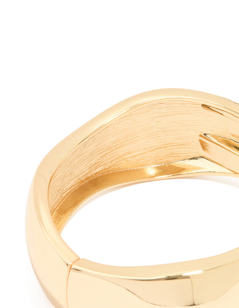 Gold Plated Chunky Hinged Molten Bangle - Lovisa