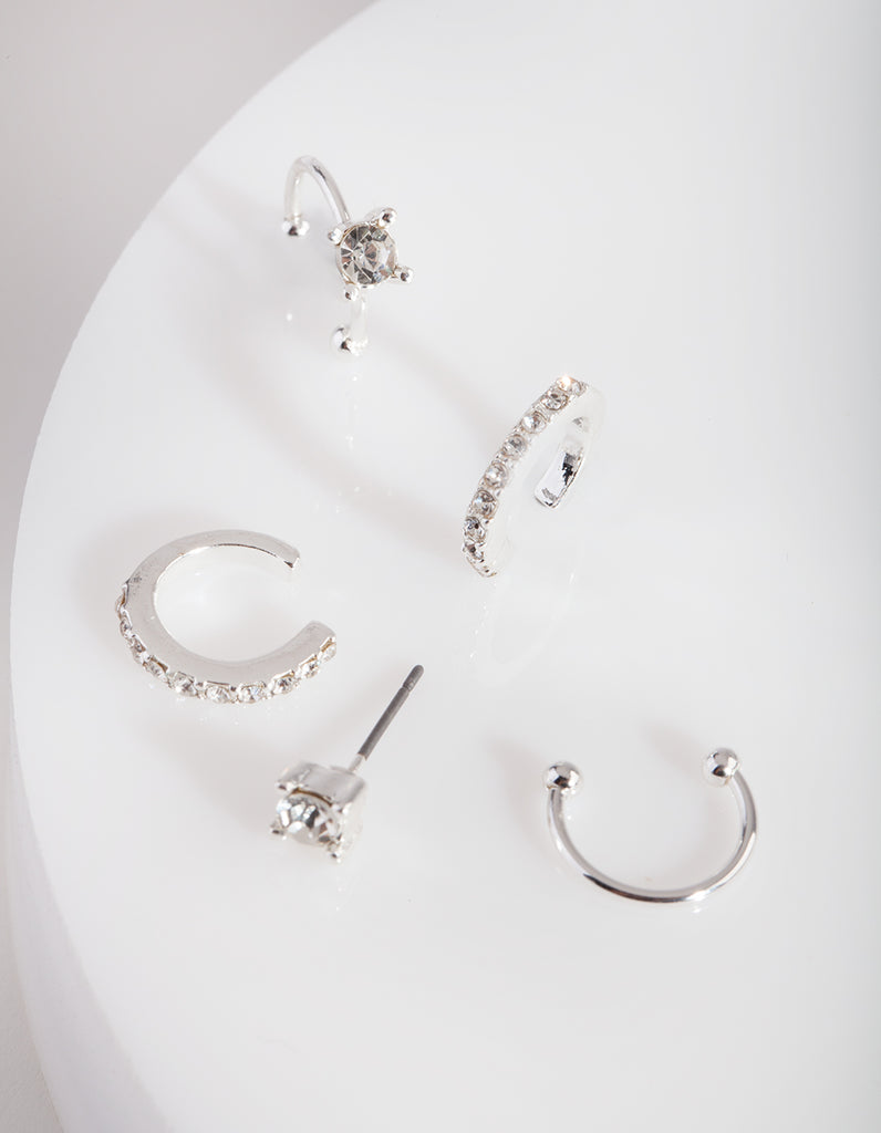 Silver Classic Diamante Ear Stack - Lovisa
