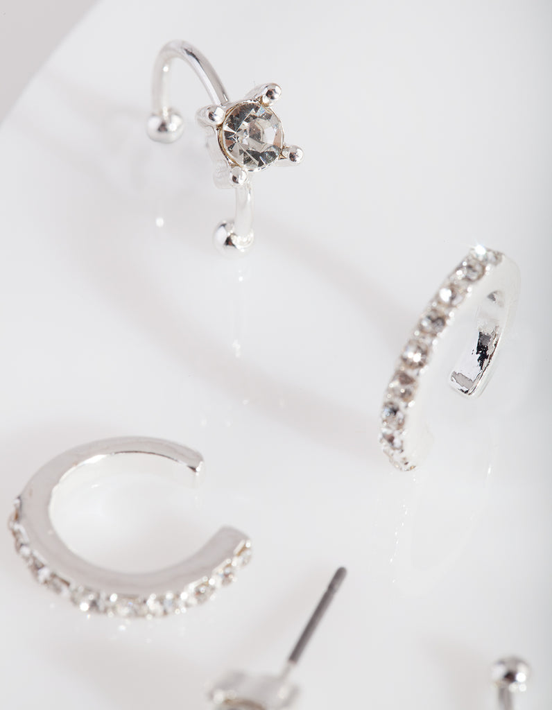 Silver Classic Diamante Ear Stack - Lovisa