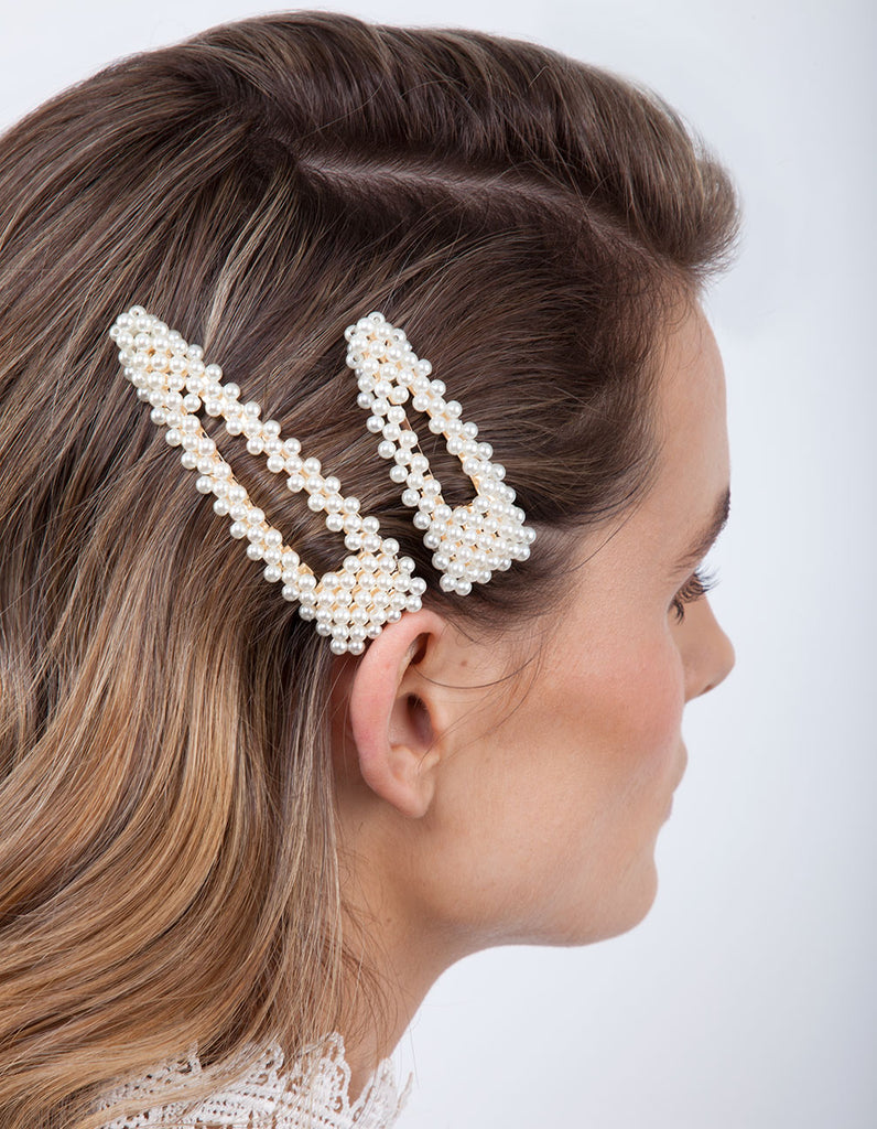 Gold Pearl Triangle Hair Clip Duo - Lovisa