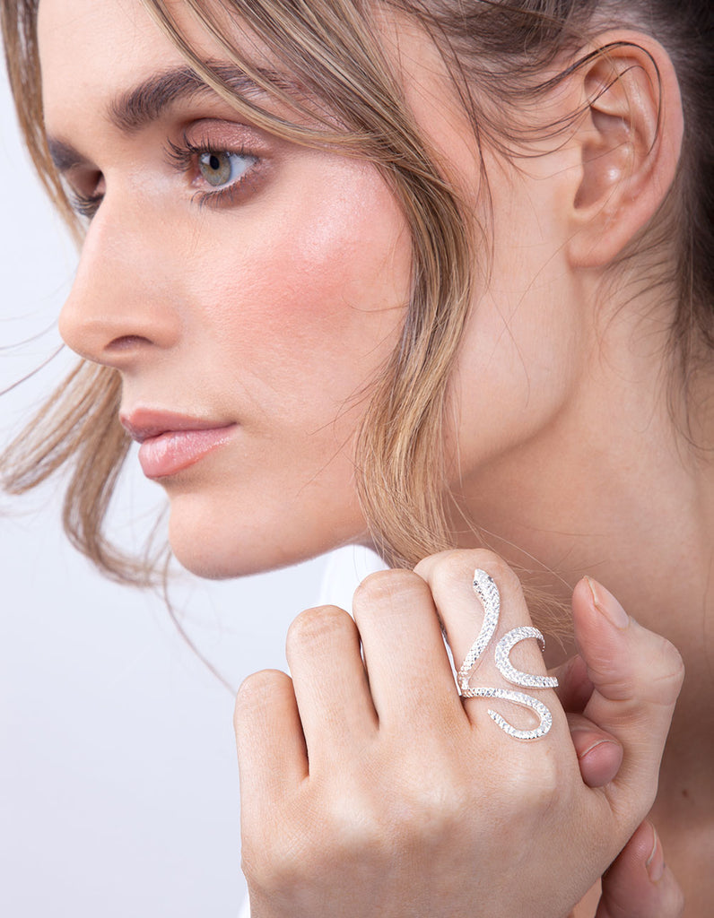 Silver Etched Snake Ring - Lovisa