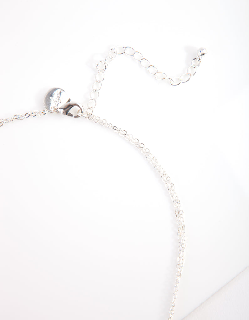 Cubic Zirconia Silver Multi Row Cross Necklace - Lovisa