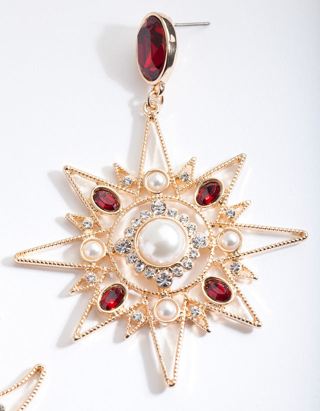 Red Star & Moon Drop Earrings - Lovisa