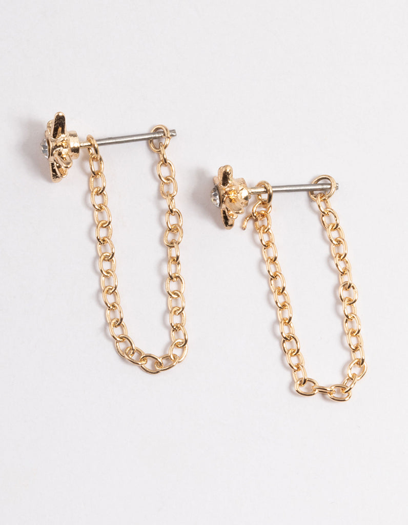 Gold Chain Front & Back Stud Earrings - Lovisa