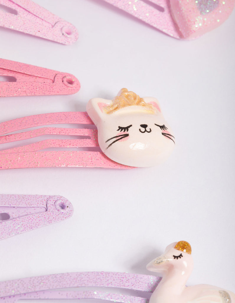 Kids Swan & Cat Motif Snaps 6-Pack - Lovisa