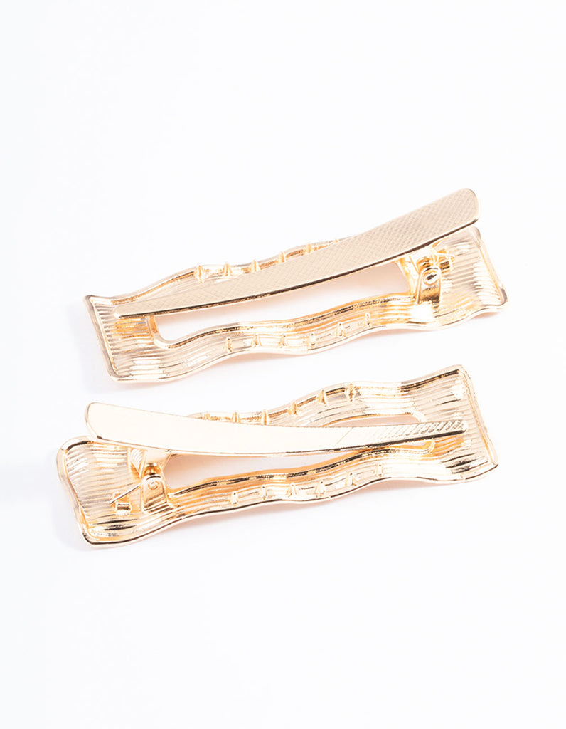 Gold Hammered Rectangle Clip Pack - Lovisa