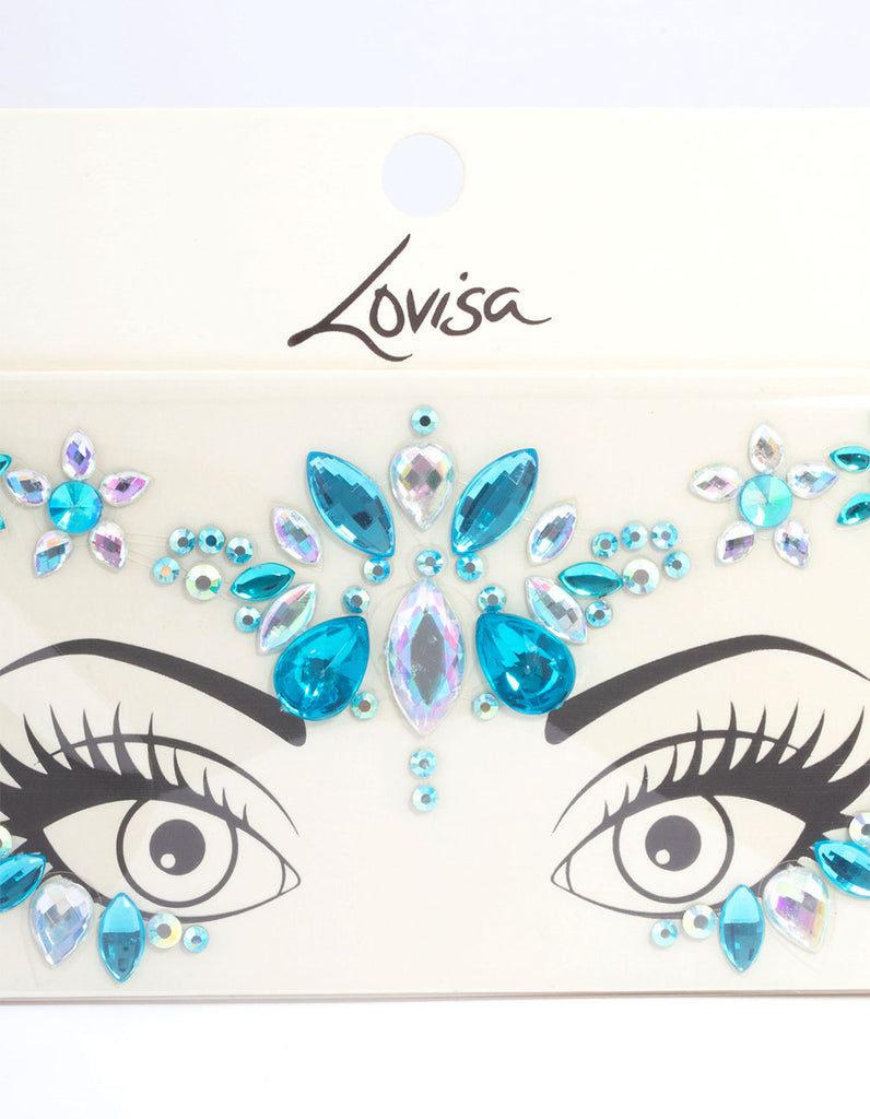 Acrylic Mermaid Blue Face Jewels - Lovisa