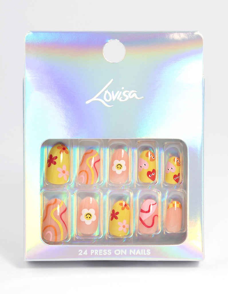 Plastic Bright Checkerboard Press On Nails - Lovisa