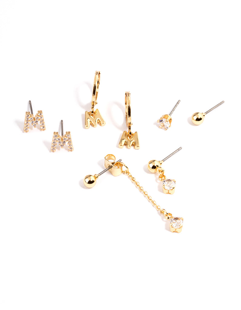 Gold Plated Letter M Ear Stackers - Lovisa