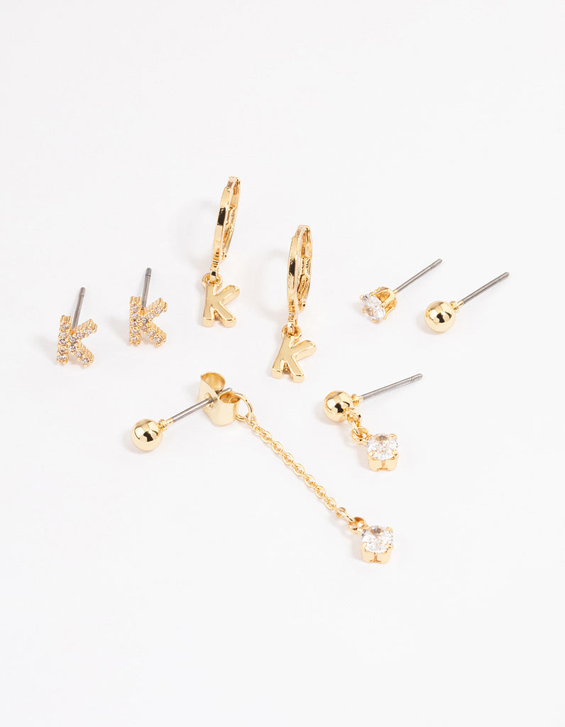 Gold Plated Letter K Ear Stackers - Lovisa