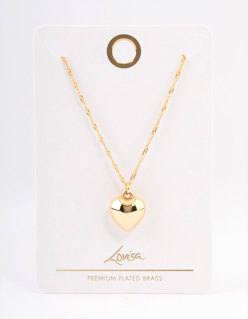 Gold Plated Brass Heart Necklace - Lovisa