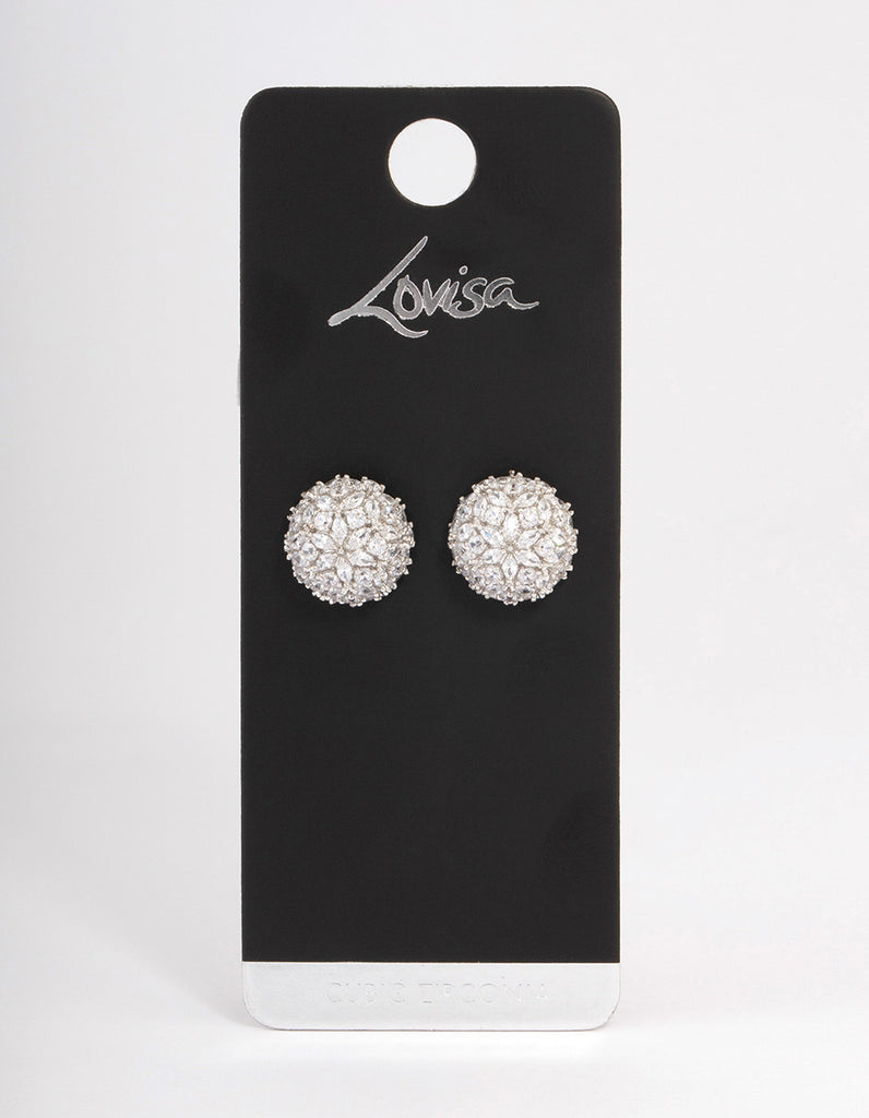Silver Dome Sparkle Earrings - Lovisa