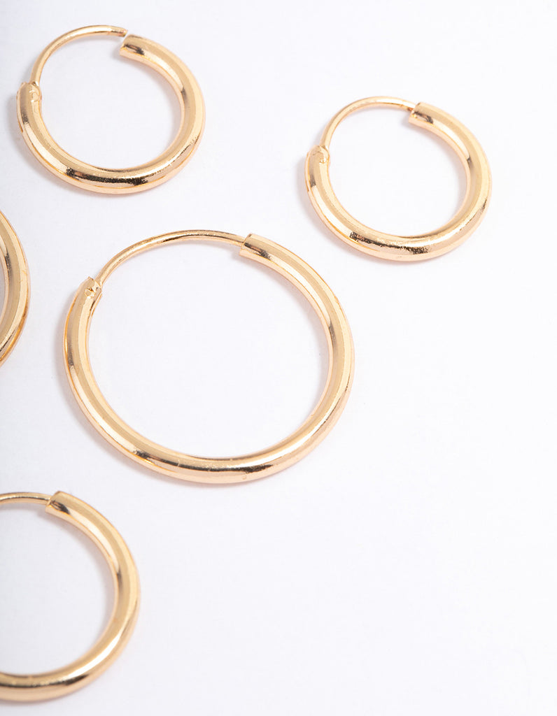 Gold Basic Skinny Graduating Earrings Pack - Lovisa