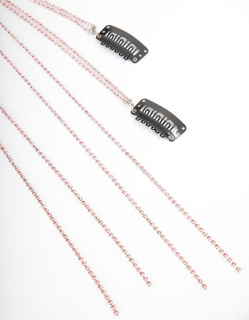 Pink Diamante Chain Hair Clip Pack - Lovisa