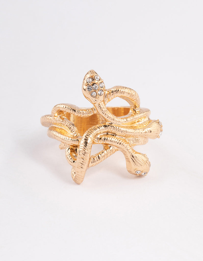 Gold Twisted Snake Ring - Lovisa
