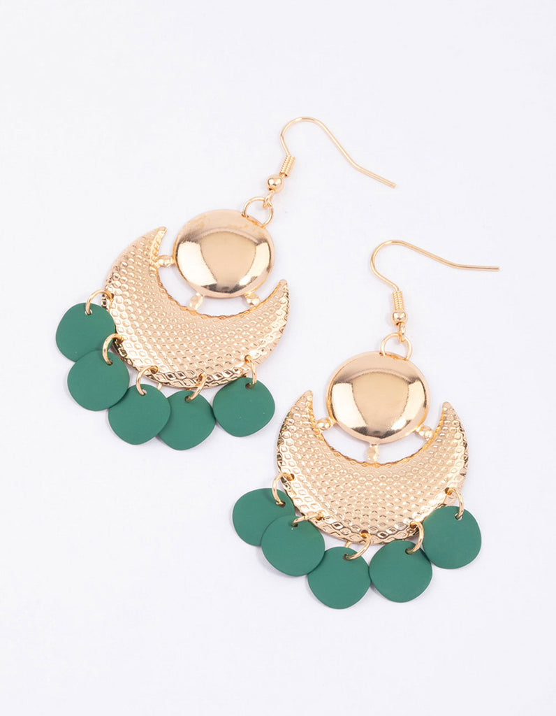 Green Stippled Multi Disc Drop Earrings - Lovisa