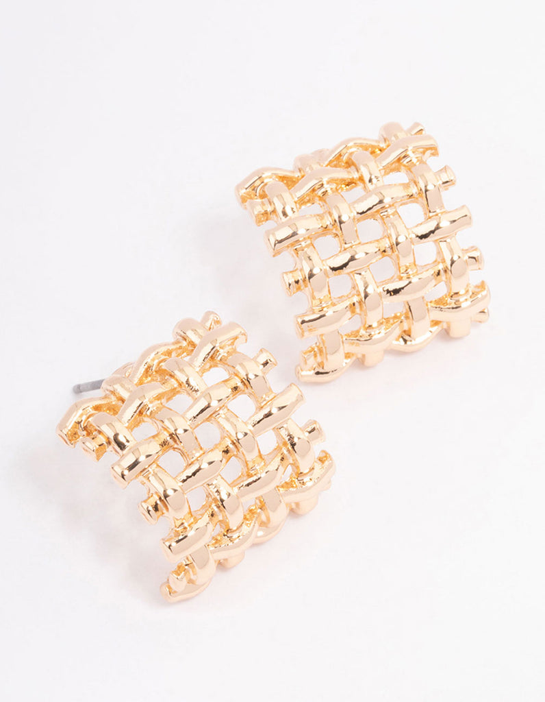 Gold Sequined Weaved Hoop Earrings - Lovisa