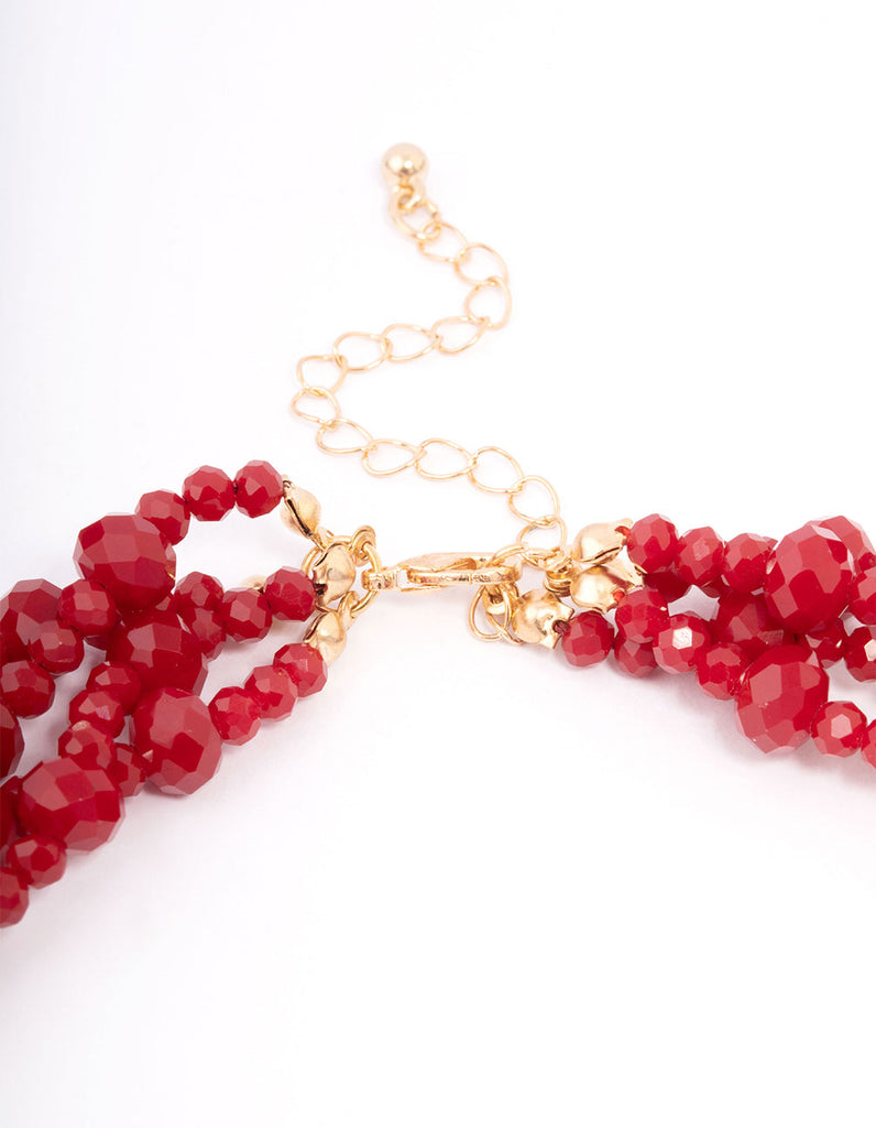 Red Beaded Short Necklace - Lovisa