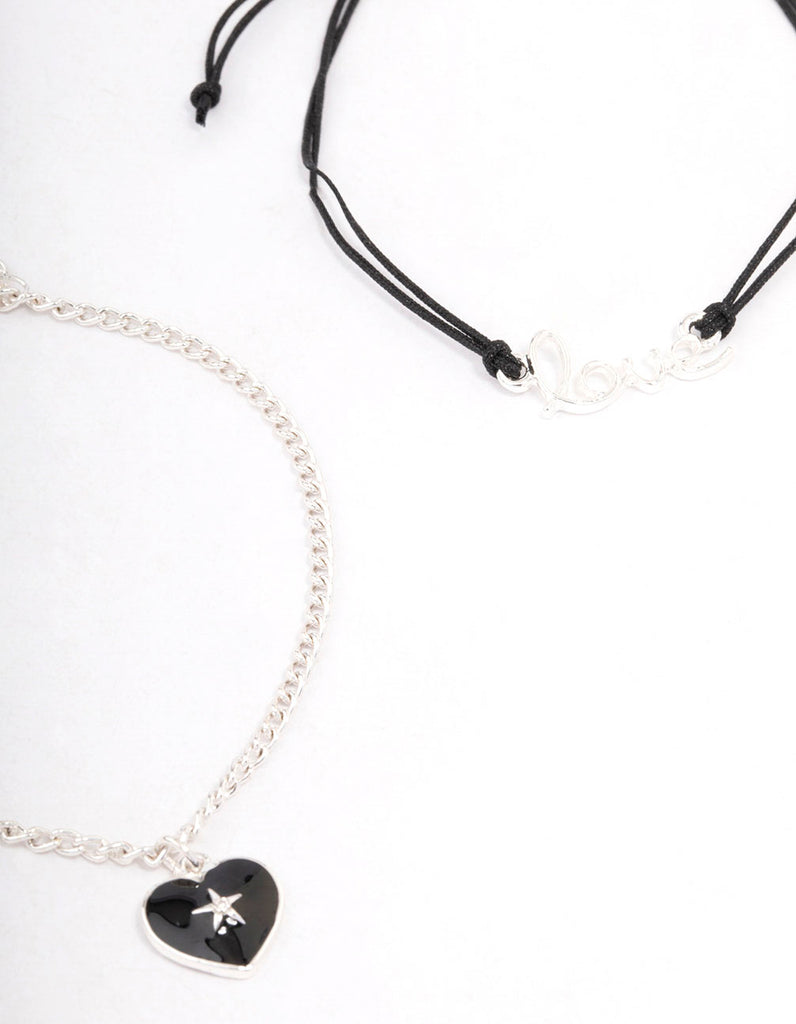 Silver Diamante Heart Love Bracelet Pack - Lovisa