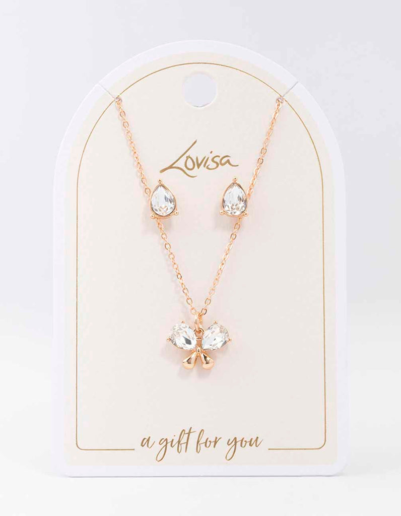 Gold Diamante Butterfly Jewellery Set - Lovisa