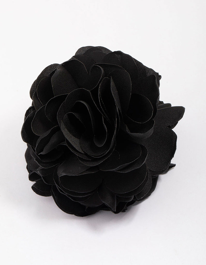 Black Fabric Flower Hair Claw Clip - Lovisa