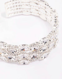 Silver Large Diamante Oval Wrist Cuff - Lovisa