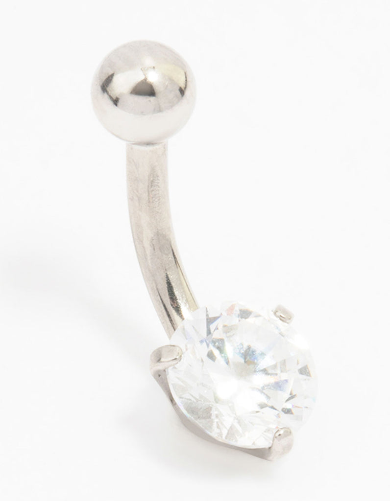 Surgical Steel Round Cubic Zirconia Mini Belly Piercing - Lovisa