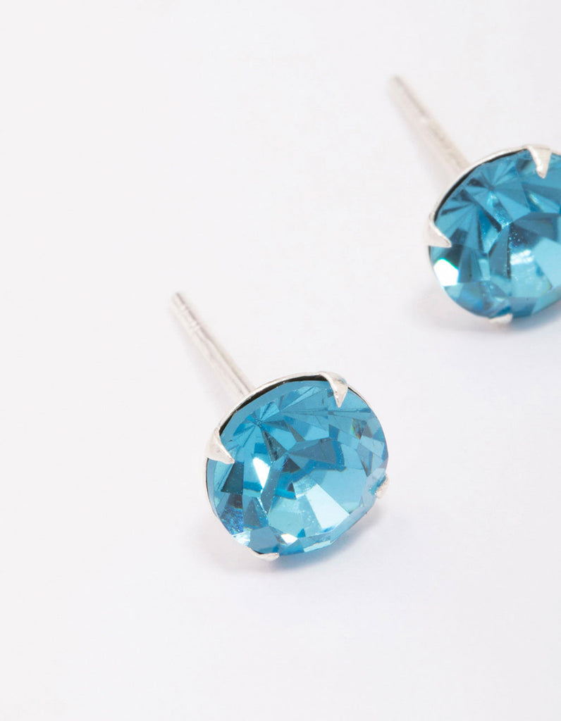 Sterling Silver Blue Czech Crystal Stud Earrings - Lovisa