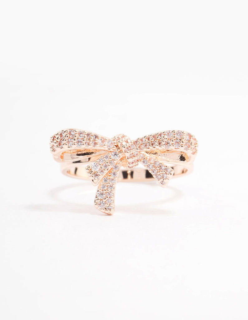 Rose Gold Cubic Zirconia Bow Ring - Lovisa