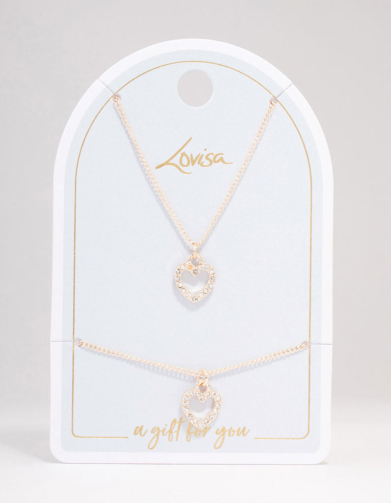 Rose Gold Heart Diamante Jewellery Set - Lovisa