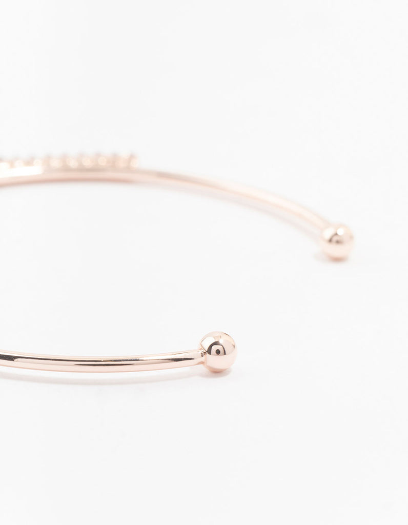 Rose Gold Plated Cubic Zirconia Mini Marquise Wrist Cuff - Lovisa