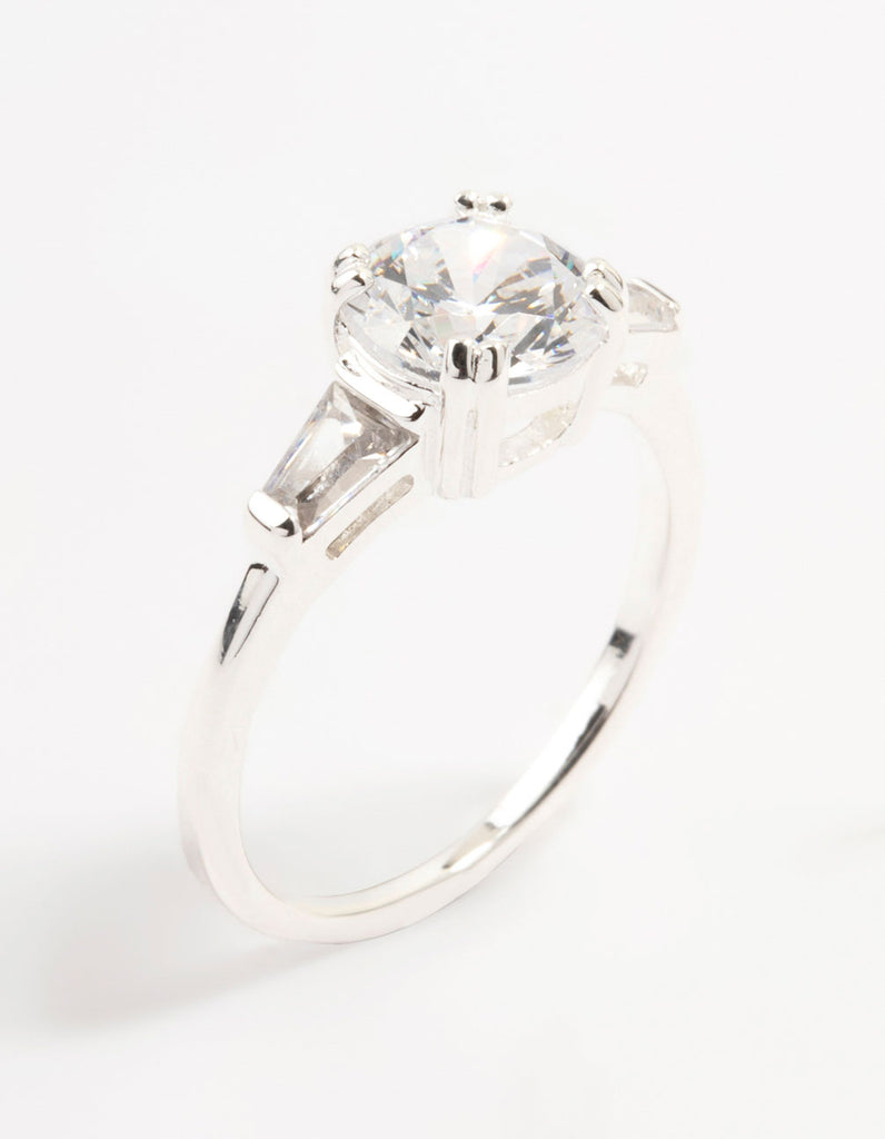 Sterling Silver Taper Engagement Ring - Lovisa