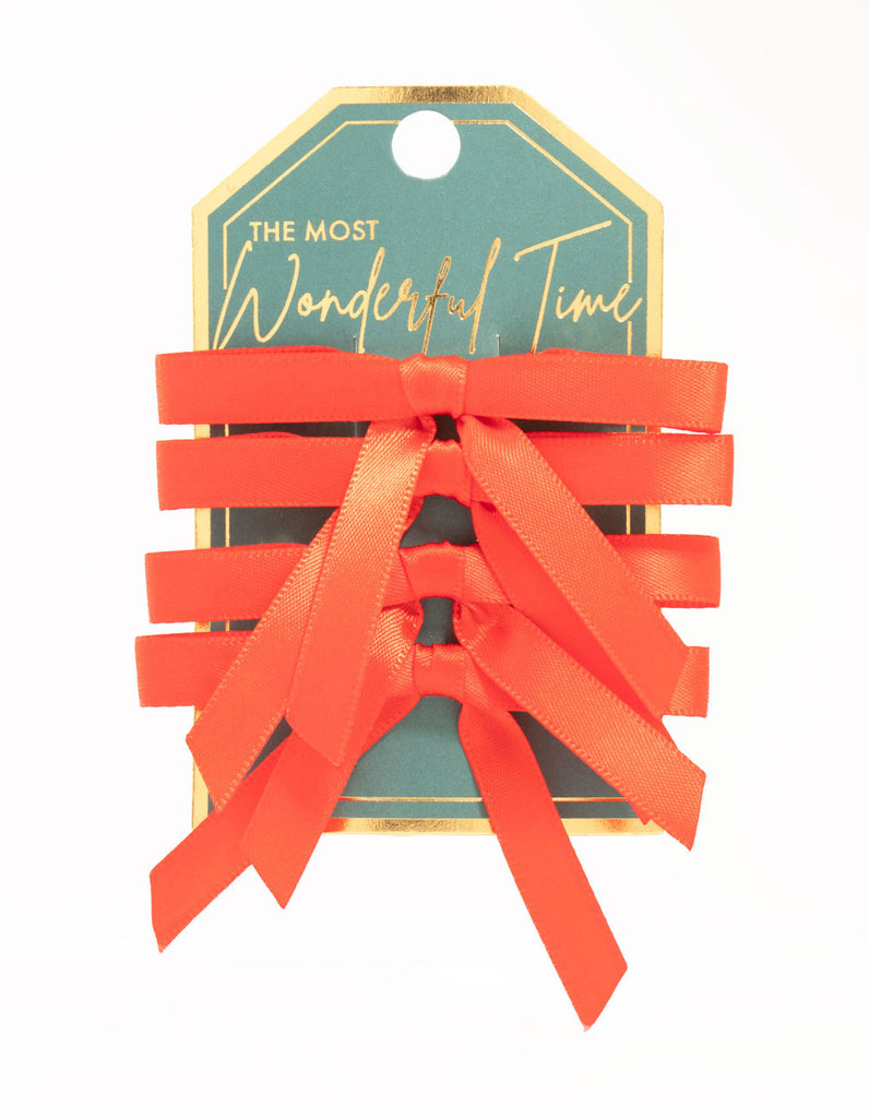 Mini Red Satin Bows 4-Pack - Lovisa