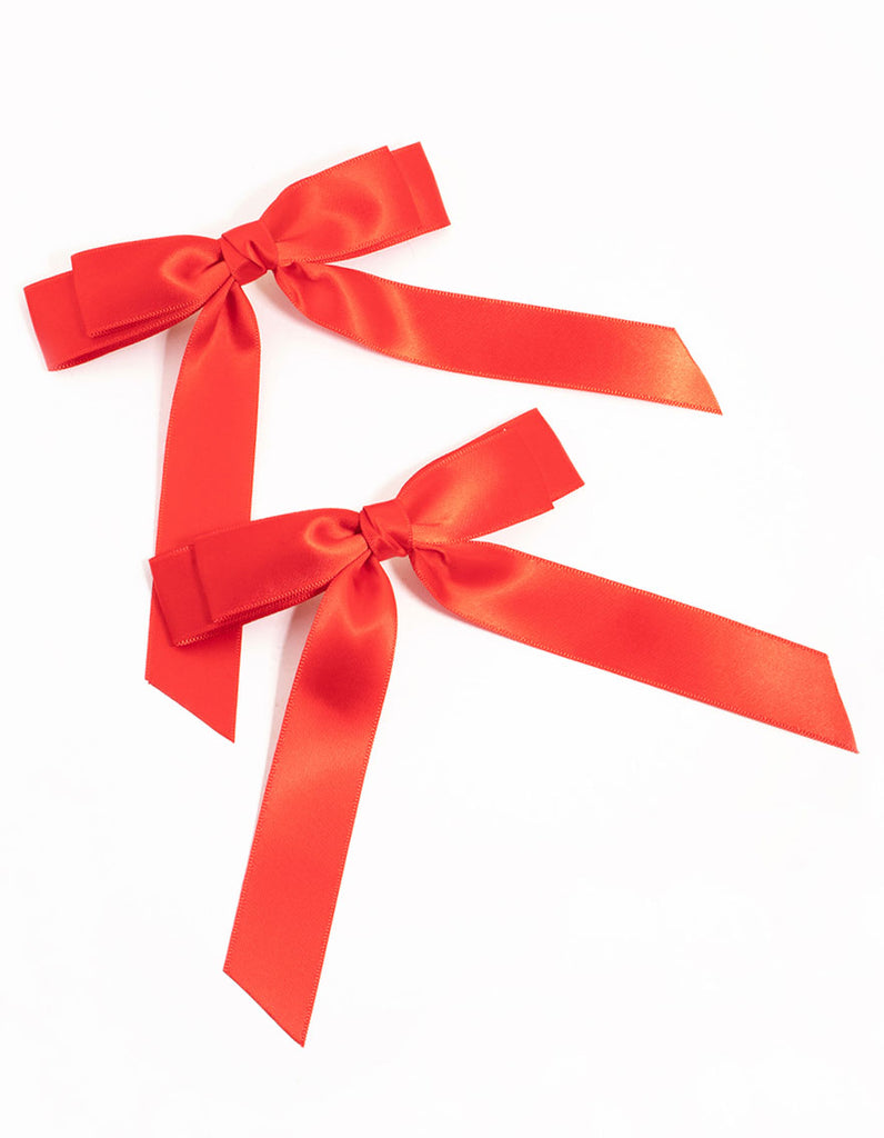 Red Double Loop Fabric Bows 2-Pack - Lovisa