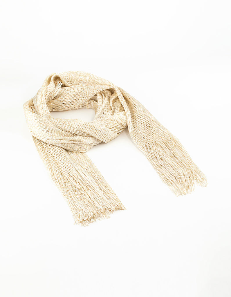 Cream Draped Fabric Long Scarf - Lovisa