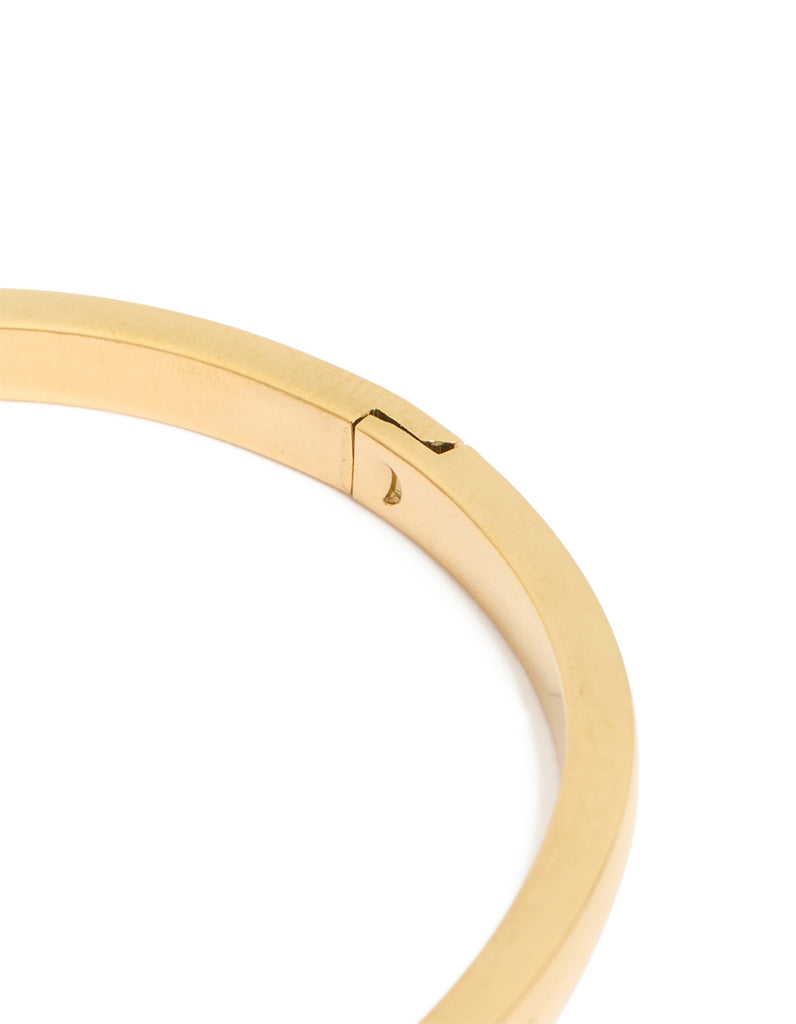 Waterproof Gold Plated Stainless Steel Solid Hinge Bangle - Lovisa