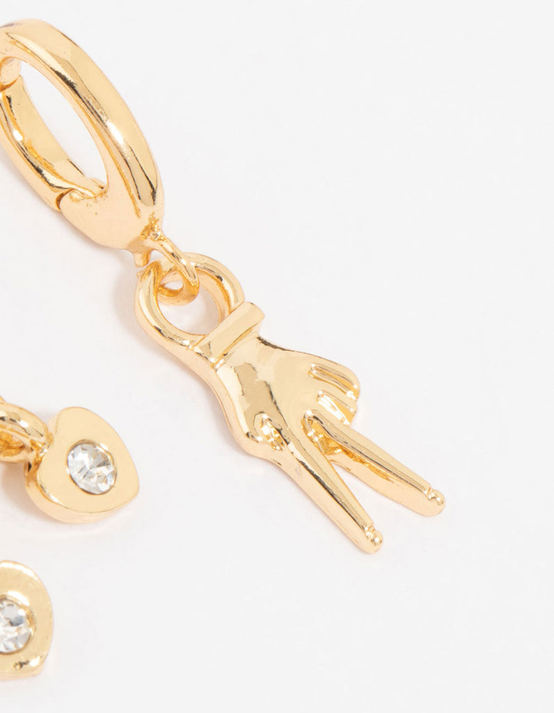 Gold Plated Diamante Eye & Angel Wing Charms 3-Pack - Lovisa