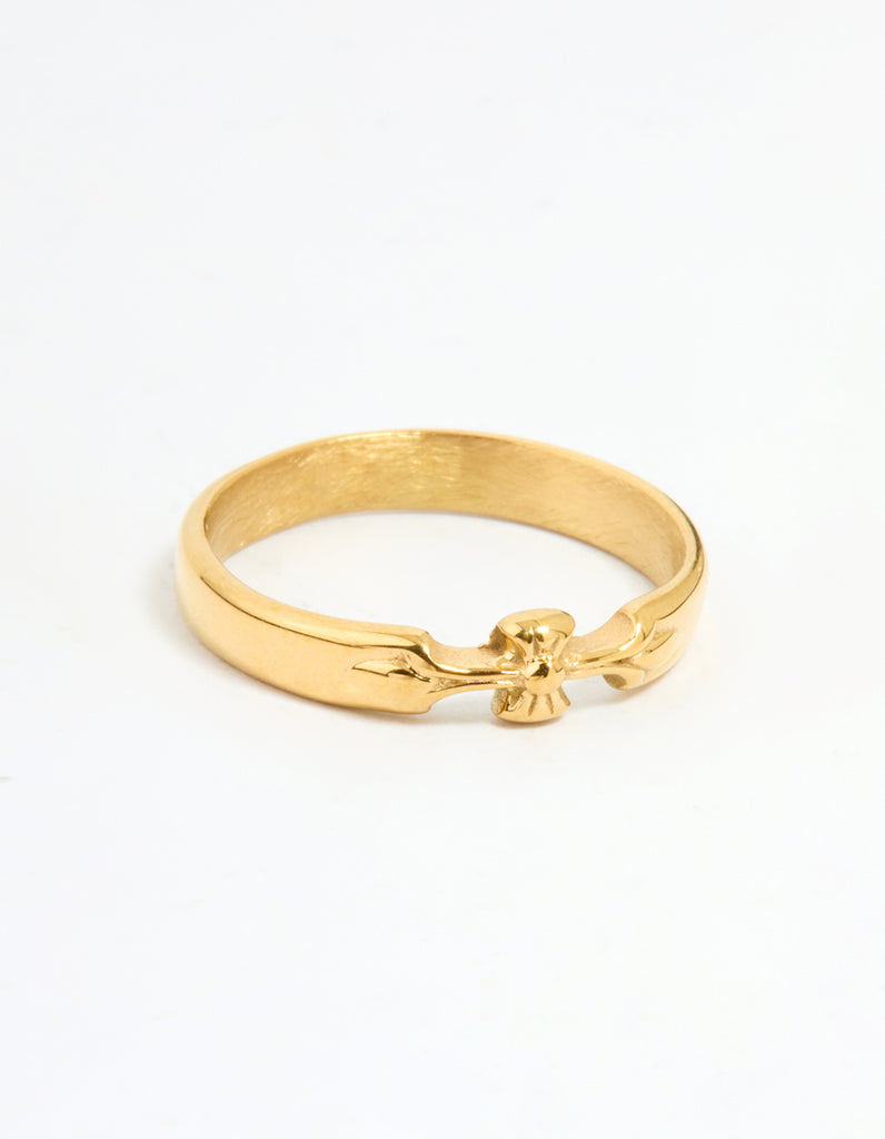 Waterproof Gold Plated Stainless Steel Dainty Bow Band Ring - Lovisa