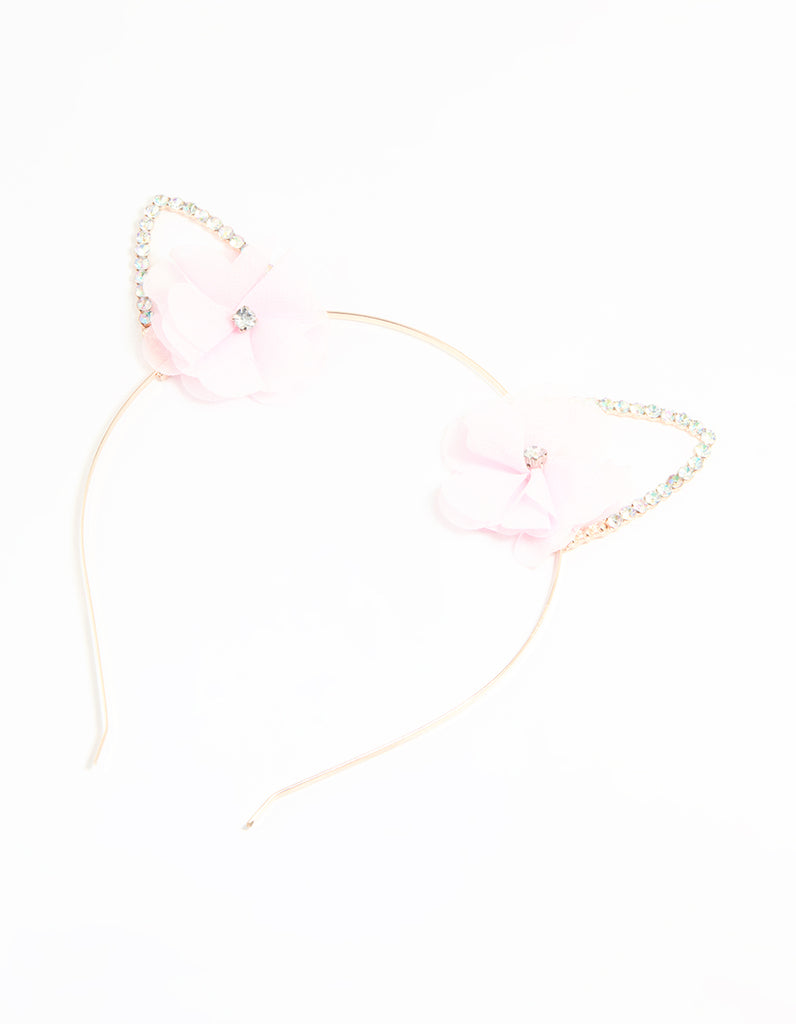 Kids Rose Gold Flower Cat Ear Headband - Lovisa