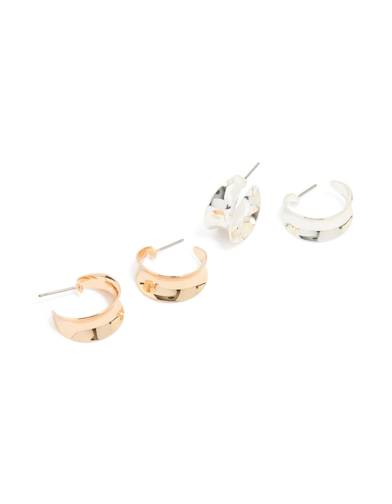 Mixed Metal Slope Hoop Earrings 2-Pack - Lovisa