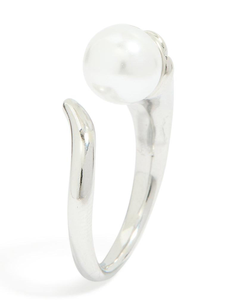 Waterproof Stainless Steel Pearl Open Wrap Around Ring - Lovisa